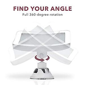 Fancii Rechargeable 10x Magnifying Mirror with 3 LED Light Settings, Dimmable Touch Light, Cordless, Locking Suction Mount, Lighted Mirror for Bathroom or Travel (Mira 2)