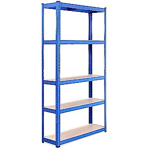 G-Rack Garage Shelving Units - 5 Tier Storage Rack Shelves Shelf Unit - 180 x 90 x 30-1 Bay 150kg Per Shelf - Heavy Duty Racking Metal Industrial Shelves Storage Rack Shed Solutions - Blue