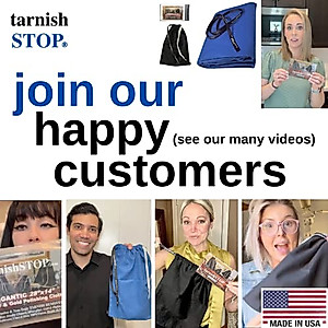 15.00 Savings, TarnishSTOP, USA Made, Bundle (3) Anti-Tarnish Prevention Cloth Storage Bags (Small, Medium and Large) + (1) Gigantic Silver Polishing Cloth For Silverplate & Sterling Silver, Blue
