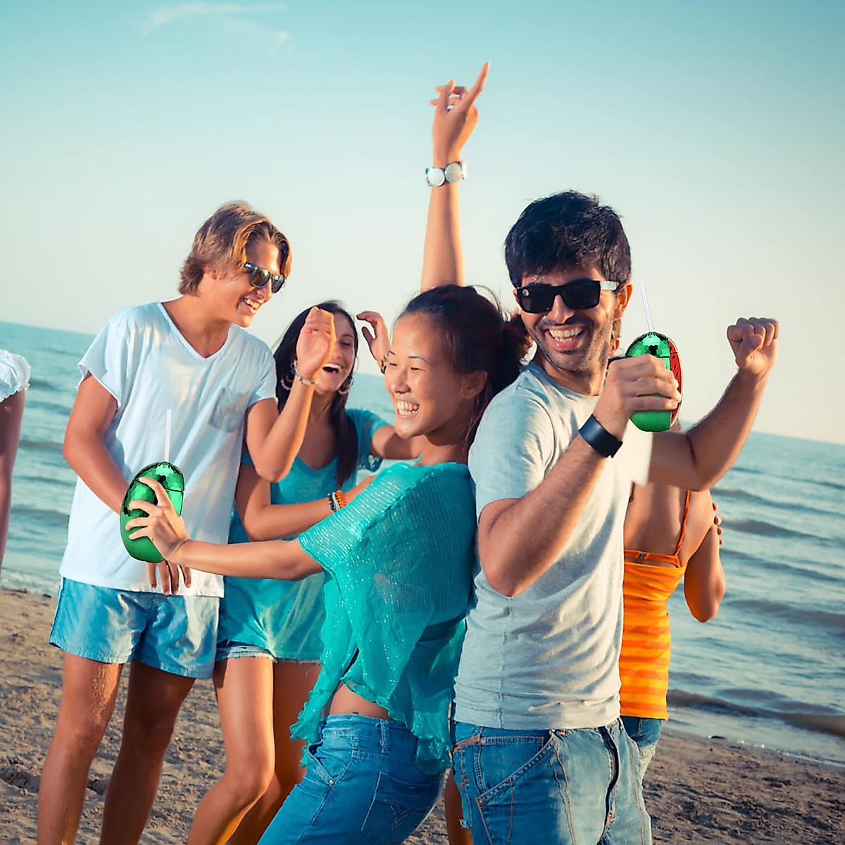 PRTECY Kawaii Fruit Straw Cups, Strawberry Cups Watermelon Tumbler with Lid Portable Cute Water Bottle Mug for Gift Home Office School (720 ML/24 OZ)