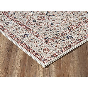 Abani Rugs Vintage 6' x 9' Diamond Medallion Area Rug - Babylon Collection Beige & Red Traditional Style Turkish Accent Rug