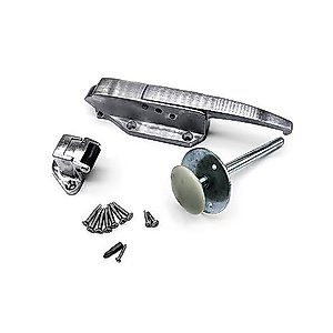 Kason 0058 Brushed Chrome Radial Latch KIT with 0059 Roller Strike, -1/8" to 1/4" Offset, 0481 4" Inside Release and Hardware KIT