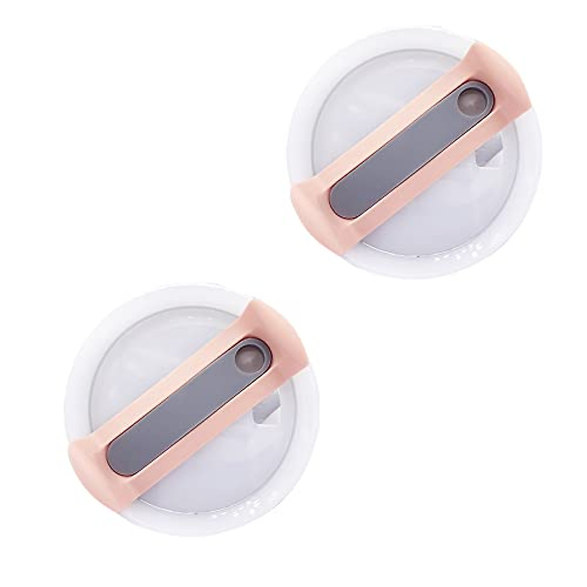 40 OZ Tumbler Lid Compatible for Stanley Quencher, 2 Pack Spill Proof Splash Resistant Stainless Steel Tumbler Covers Fit for Stanley and More Coffee (Pink-grey)