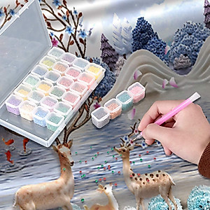 Sympabasic Souffahouse 6 Pack 28 Grids Diamond Painting Boxes 5D Diamond Embroidery Storage Boxes with 256 Pieces Craft Label Marker Stickers (6 Pack)