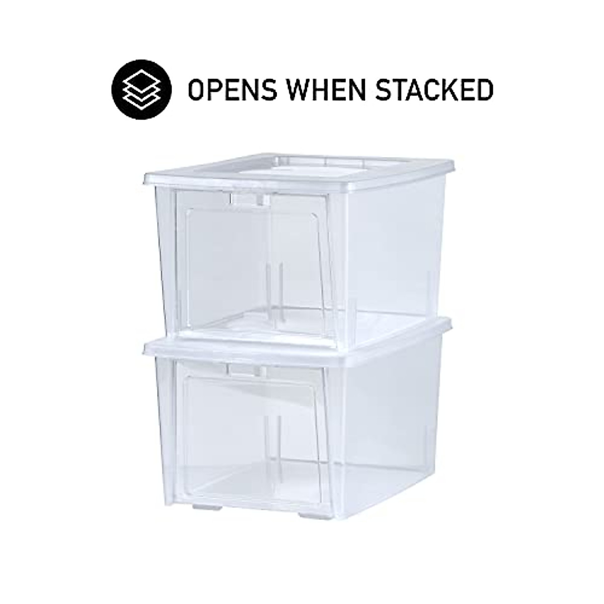 Rubbermaid X-Small All-Access Tote with Lids, Pack of 6, Stackable Storage Bins with Clear Drop-Down Door and Carry Handles, Closet Organization Containers, Clear