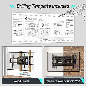 Greenstell TV Mount with LED Lights, TV Wall Mount for 47-84 Inch TVs, Full Motion TV Bracket with Dual Articulating Arms, Swivel, Tilt, Extension, Max VESA 600x400mm, Holds up to 132lbs