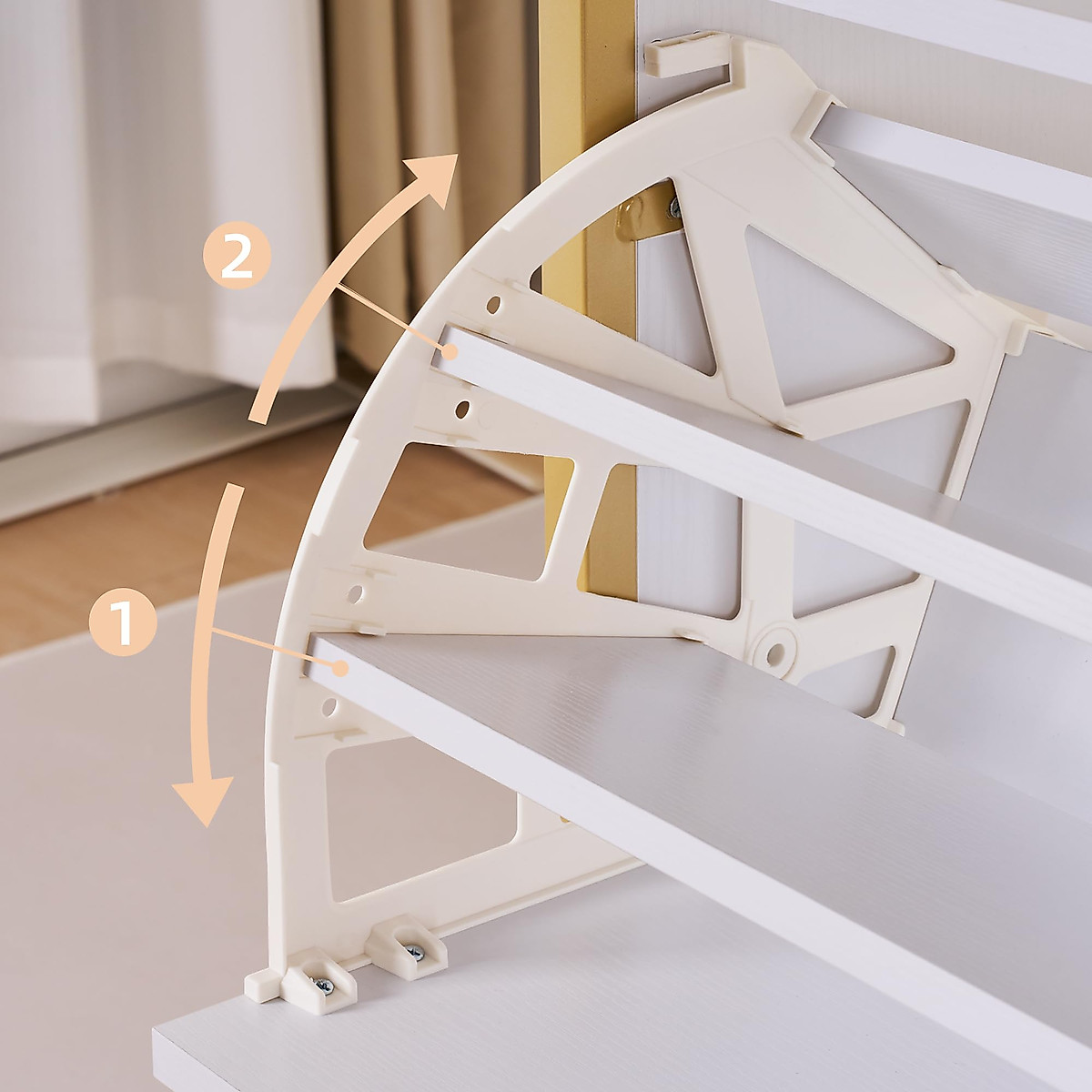 VECELO Shoe Storage Cabinet with 2 Flip Drawers for Entryway, Modern Slim Hidden Freestanding Organizer with Metal Legs for Hallway, Living Room, Large Capacity, Suit for Size to 8, White