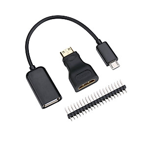 Raspberry Pi Zero Case with Heat Sink and 3 in 1 Adapter Kit Compatible with Raspberry Pi Zero W (Black)