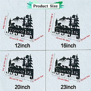 Towels Hooks, Towels Racks, Towels Holder, Metal Bears Sign Multipurpose Hanger with 5 Hooks Waterproof (Black)