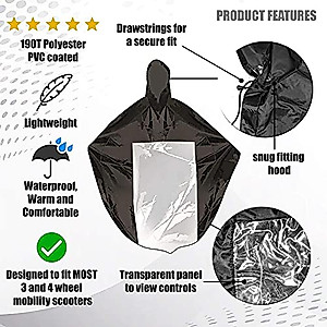 Nomiou Mobility Scooter Rain Cover Waterproof Material Protect You and Your Scooter from Rain Snow Sleet and Sun