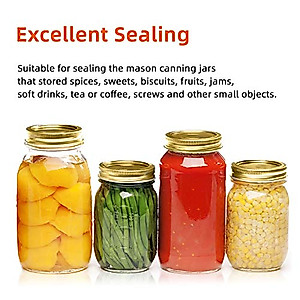MAEXUS 24 Pcs Canning Lids, 12 Jar Rings + 12 Canning Lids Regular Mouth Mason Jar Lids, Split-Type Metal Mason Jar Lids for Ball, Kerr Jars (Golden)