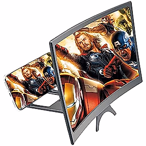 GUAGLL 12'' Screen Magnifier, 3D Curve Foldable Mobile Phone Screen Amplifier for Movies Videos Gaming Supports All Smartphones
