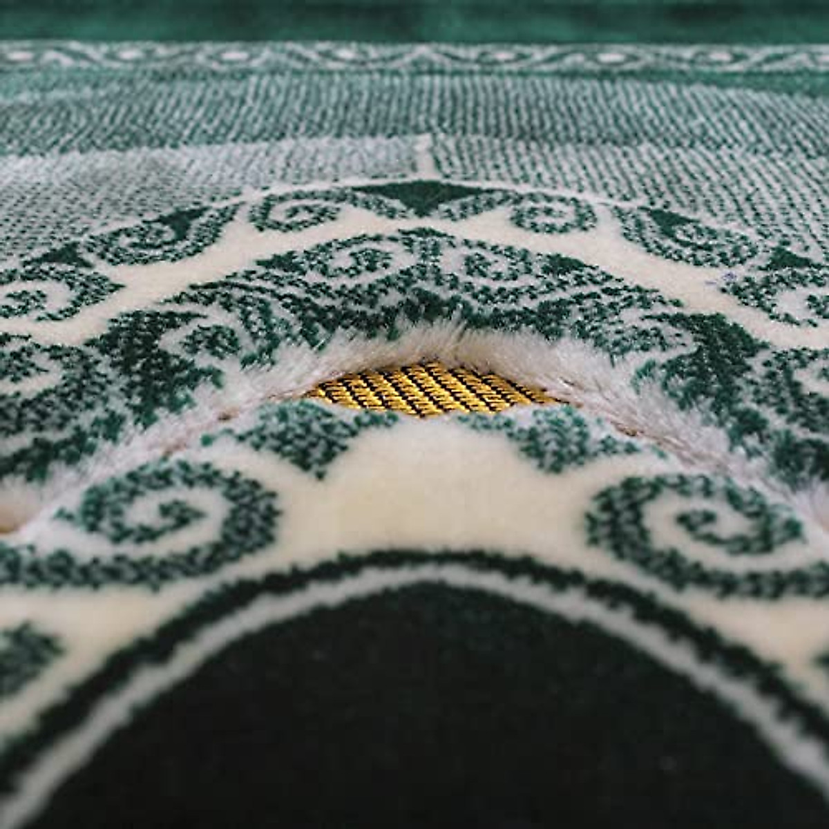 Modefa Islamic Prayer Rug - Double Plush Large & Wide Velvet Carpet - Traditional Muslim Janamaz Sajada - Thick Turkish Prayer Mat for Men & Women- Ramadan or Eid Gift - Floral Mihrab (Green)