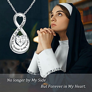 Cremation Urn Necklace for Ashes - Sterling Silver Teardrop Heart Cubic Zirconia Infinity Pendant Keepsake Necklaces, No longer by My Side But Forever in My Heart Memorial Jewelry Gift for Woman
