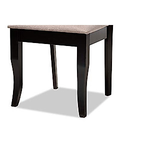 Baxton Studio Mael Dining Chair and Dining Chair Sand Fabric Upholstered and Espresso Brown Finished Wood 2-Piece Dining Chair Set