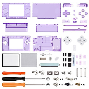 eXtremeRate Clear Atomic Purple Replacement Full Housing Shell for Nintendo DS Lite, Custom Handheld Console Case Cover with Buttons, Screen Lens for Nintendo DS Lite NDSL - Console NOT Included