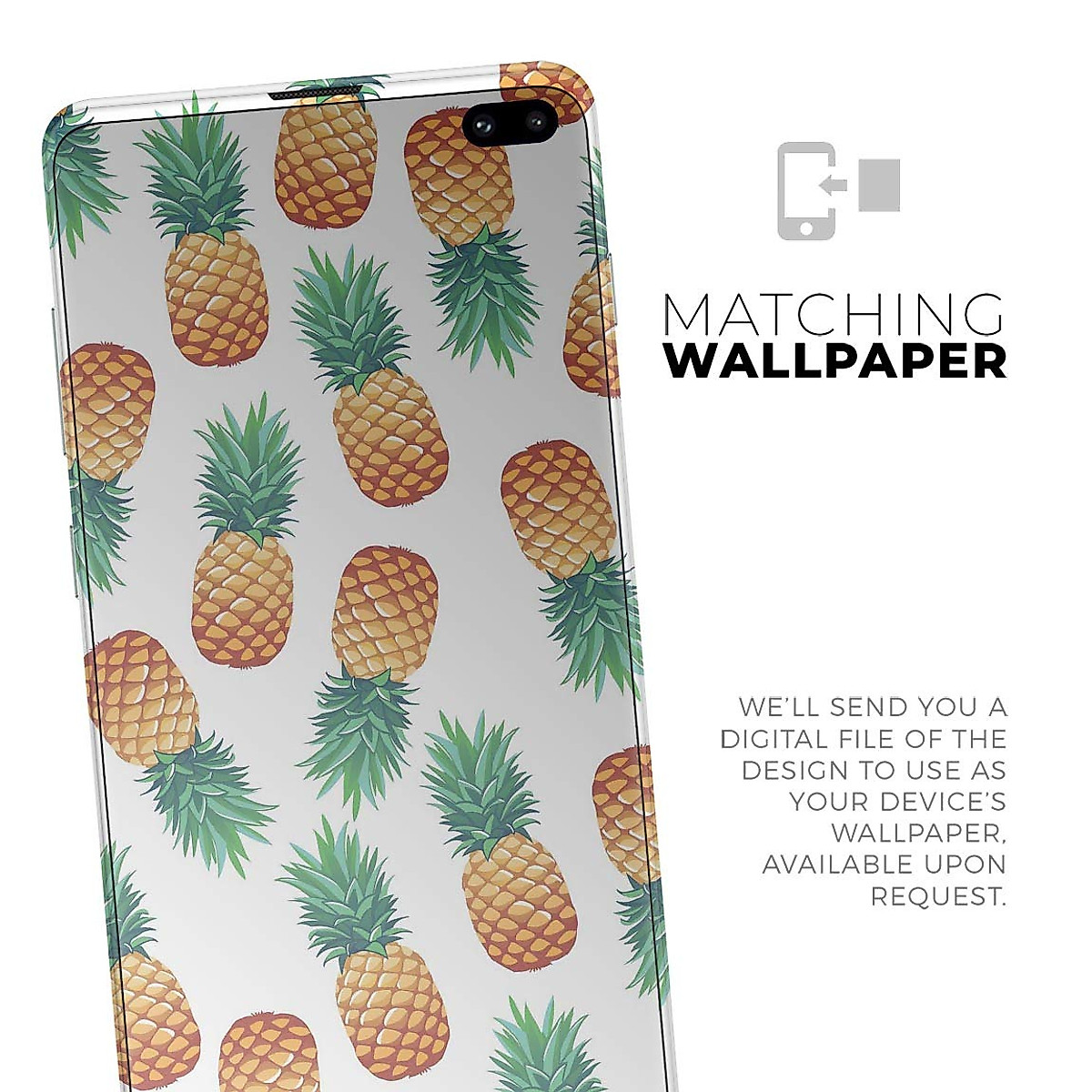 DesignSkinz Summer Pineapple Seamless v1 Protective Vinyl Decal Wrap Skin Cover Compatible with The Samsung Galaxy S20 (Screen Trim & Back Glass Skin)