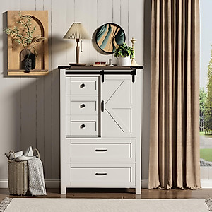 wanan 5 Drawer Dresser, 48" Farmhouse Dressers and Chests of Drawers, Tall Chest of Drawers for Living Room, Bedroom