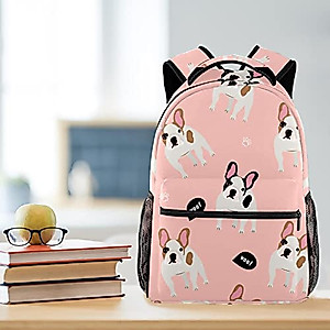 Pshhdgyhs Cartoon French Bulldog Backpack Cute Bookbag Durable Daypack for Girl Boy, 29.4x20x40cm/11.5x8x16 in