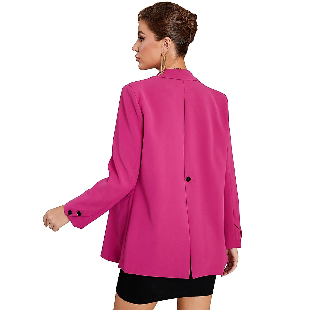 V FOR CITY Blazers for Women Business Casual Long Sleeve Open Front Lapel Button Work Office Blazer Jacket with Pockets