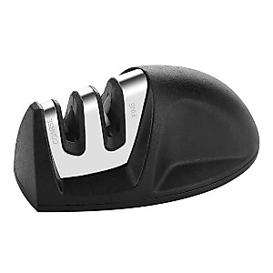 EZYUMM Knife Sharpener, 2-Stage Preset Coarse & Fine Slots Knife Sharpening, Professional Knife Sharpeners for Kitchen Knives (Black)