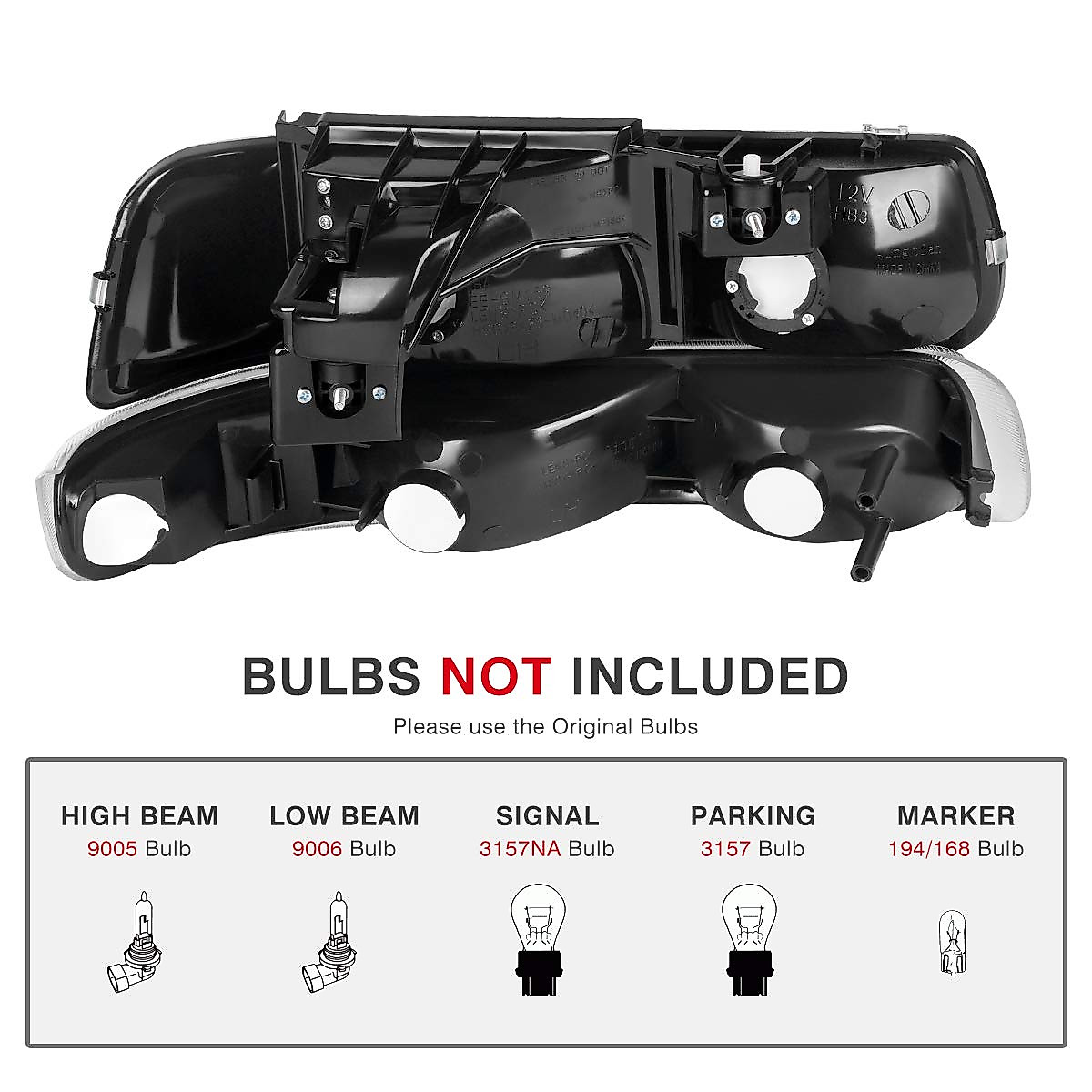 AUTOSAVER88 Headlight Assembly Compatible with 1999-2002 Chevy Silverado 1500 2500/2001-2002 Chevy Silverado 1500HD 2500HD 3500/2000-2006 Tahoe Suburban 1500 2500 Headlamp with Bumper Lights