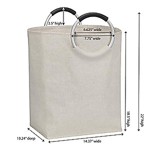 Household Essentials Laundry Tote with Handles, Poly-Cotton Linen with PEVA Lining, Durable, Easy to Carry, Perfect as a Laundry Hamper or Tote