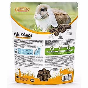 Sunseed 2 Pack of Vita Balance Adult Pet Rabbit Food, 4 Pounds Each, All Natural Pellets