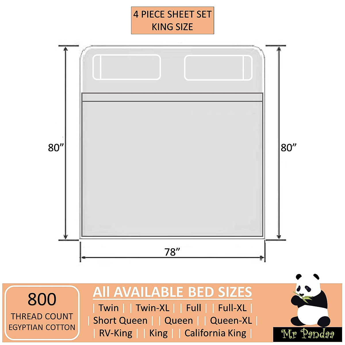 800-Thread-Count, Pure 100% Egyptian Cotton - King Sheet Set- 4 PC Bedsheet, Sateen Weave Premium Bed Sheets, Fits mattresses Upto 10” Deep Pocket (King, Dark Grey)