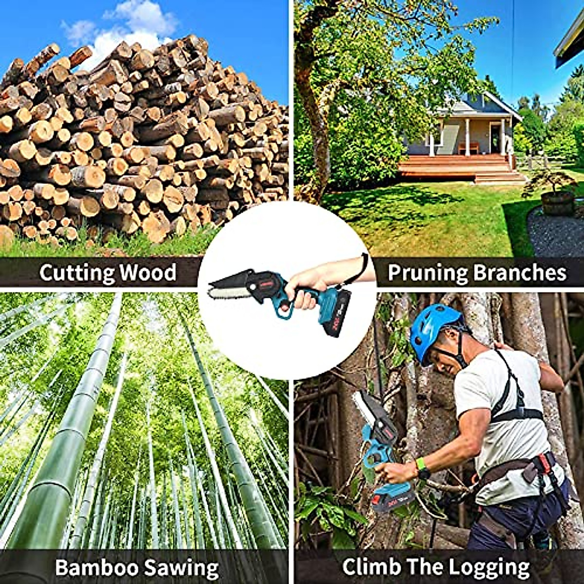 QBQCBB 24V Electric Cordless Saw Woodworking Electric Chain Saw Wood Cutter Suitable for Tree Pruning, with 1 Sets of Battery Portable Garden Cutting, Bamboo Cutting with Battery and Charger