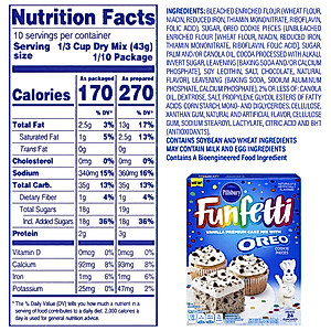 Pillsbury Funfetti Oreo Cake Mix, Brownie Mix, and Frosting Variety Pack, Pack of 6, Chocolate and Vanilla Cake Mix, Chocolate Brownie Mix, Vanilla Frosting