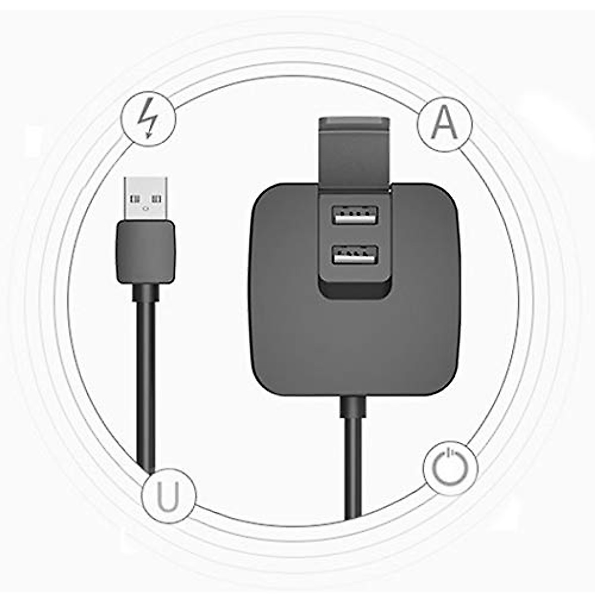 Lysee Data Cables - High Speed USB 2.0 4 Ports Splitter Hub Notebook USB Extension Multi-Interface Hub Mobile Phone Holder - (Cable Length: 0.5M)