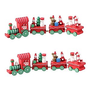 BESTOYARD 2pcs Christmas Ornaments for Kids Miniature Train Christmas Train Decorations Xmas Train Toy Miniature Christmas Train Mini Christmas Train Wood Bamboo Child Model Christmas Tree
