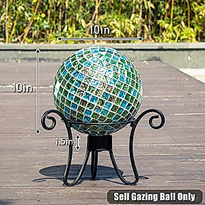 VCUTEKA Gazing Ball, Glass Mosaic Gazing Balls Sphere for Garden Lawn Outdoor Ornament Yard Decorative, Attracts Good Fortune, Red Mirrors, 10-Inch, Green