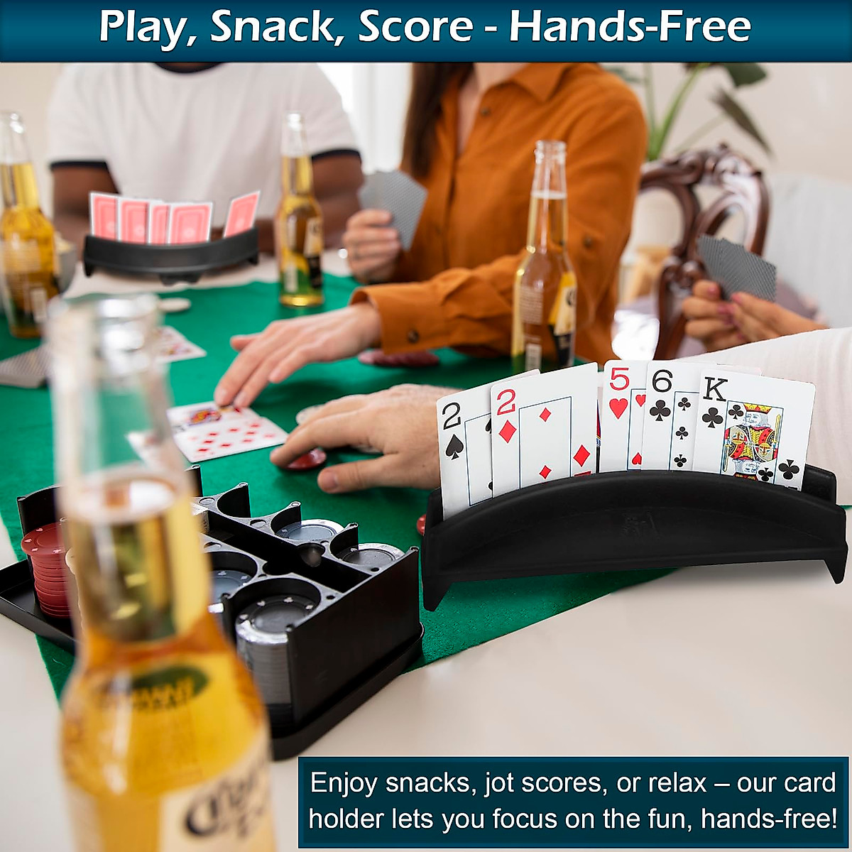 Home-X Playing Card Holder – 2 Pcs Portable Hands-Free Design Card Holders for Playing Cards - Playing Card Holders for Adults and Kids for Poker Parties, Family Game Nights (Cards not Included)