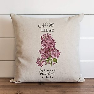 Lilac Pillow Cover 18 x 18/20 x 20 Botanical Pillow Cover Floral Herbs Spring Home Decor Summer Throw Pillow Garden