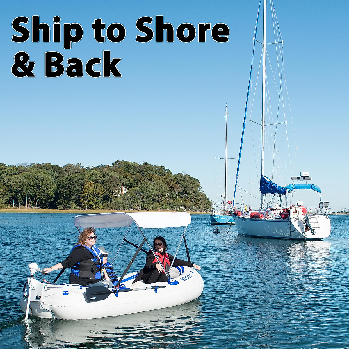 Sea Eagle SE9 Lightweight Inflatable Motormount Boat with Inflatable Floor, 5' Oar Set, Boat Bag, Electric Pump, 2 Seats Great for Boating, Motoring, Rowing, Fishing & Yacht Tending (Startup)