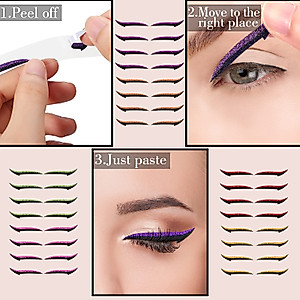 24 Pairs Reusable Eyeliner and Eyelash Stickers, Glitter Eyeliner Stickers Double Eyelid Tape Self-Adhesive Eye Line Strip Instant Eye Makeup Tool Waterproof