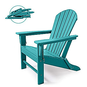 ASTEROUTDOOR Outdoor Folding Plastic Adirondack Chair with Weather Resistant & Easy Maintenance for Patio, Deck, Garden, Backyard, Beach, Pool and Fire Pit, Blue