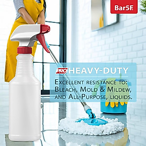 Bar5F16-Ounce Empty Plastic Spray Bottles Heavy-Duty Leakproof All-Purpose Cleaning and Gardening Made in USA, 2 pack