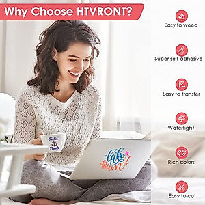 HTVRONT Permanent Vinyl for Cricut Machine-100 Pack 12"x12" Adhesive Vinyl Sheets Set, 90 Sheets Permanent Vinyl Bundle & 10 Transfer Tape for Vinyl Permanent