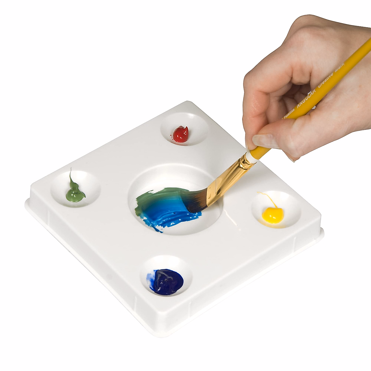Creative Mark Brush Basin - All in One Unit for Storage, Shaping, Cleaning, and Soaking - 6.5 x 6.5 x 3.5" with Lid
