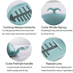 DOWAN Whale Butter Dish, Cute Butter Dish, Funny Gifts for Mom Wife Friends, Fish Bone Cutting Measuring Lines and Tail Non-slip Design, Ideal Decor Gift for Birthday Wedding Housewarming, Turquoise