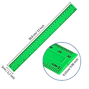 4 Packs Plastic Straight Rulers Plastic Rule Measuring Tool for Student School Office (12 Inch, Colorful)