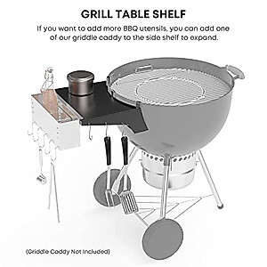 Stanbroil Grill Side Table for 22 Inch Weber Master-Touch & Original Kettle & Original Kettle Premium Charcoal Grills