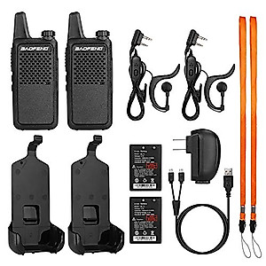 BAOFENG GT-22 Walkie Talkies for Adults Rechargeable, Long Range Two Way Radios with 1500mAh Battery, Portable Handheld VOX Handsfree with Earpieces, Holsters (2 Pack)