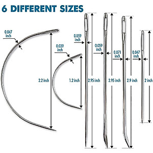 Heavy Duty Hand Sewing Needles Set - 12 Needles for Upholstery, Leather, Carpet Canvas Repair