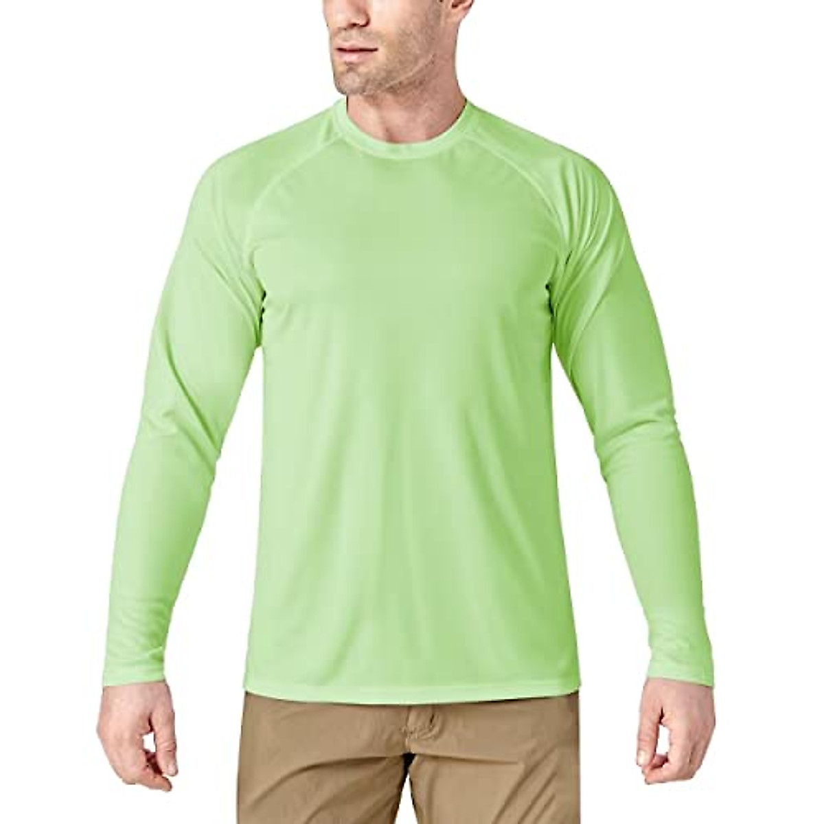 Boladeci Swim Shirts for Men UPF 50+ Sun Protection UV Shirts Long Sleeve Summer Clothing SPF Beach Swimming Tee Tops Rash Guard Light Green 2XL