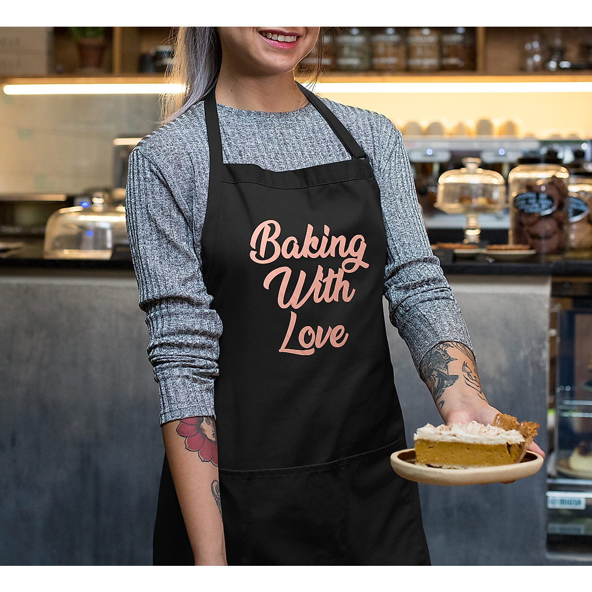TEEAMORE Custom Grill Aprons for Women Men Add Your Text Personalized Chef Kitchen Apron