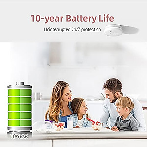 Putogesafe Smoke Detector, 10-Year Smoke Alarm with Photoelectric Sensor and Built-in 3V Lithum Battery, Fire Alarm with Test Button and Low Battery Warning, Fire Safety for Home,1 Pack